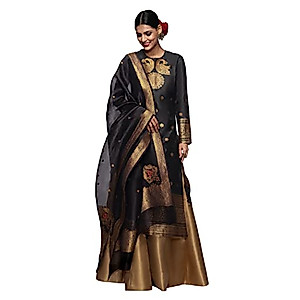 Elina fashion Indian Kurti for Womens With Palazzo & Dupatta | Ethnic Art Silk Readymade Kurtis Stitched Kurta For Women Black