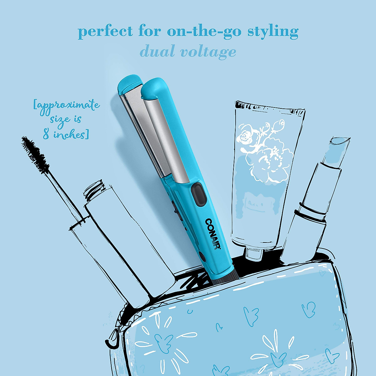 Conair Mini Dual Deluxe Styler; Add Curls and Waves - or - Straighten; Perfect for On-The-Go Styling