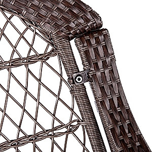 Sundale Outdoor Rocking Chair, Patio Wicker Rocker Chair with Olefin Cushions and Pillow, Rocking Lawn Chair Wicker Patio Furniture - Steel Frame, Brown, Red