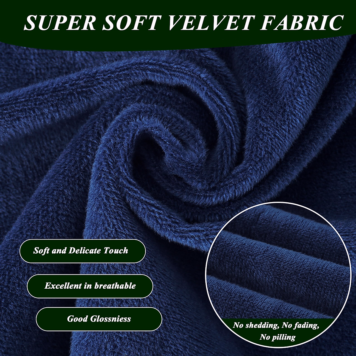 FlyGulls Rocking Chair Cushions Indoor Velvet Chair Pads High Back and Seat Cushion 2 Piece Set Navy