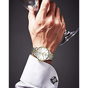 BINLUN Stainless Steel Watch Band with Curved and Straight End, Replacement Metal Watch Straps for Men Women 18mm/19mm/20mm/21mm/22mm/24mm in Silver, Gold, Black, Rose Gold, Two Toned