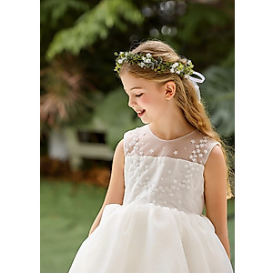 DreamLily White Baby‘s Breath Flower Crown Eucalyptus Crown Bride Bridesmaid Headpiece Boho Hair Wreath DFS18 (eucalyptus white)