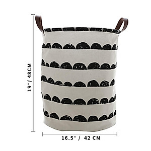 N / A Gezitrend 19" Waterproof Laundry Hamper -(8 Colors) with Durable Leather Handle, Laundry Basket, Canvas Organizer Basket,Toy Bins, Gift Baskets, Baby Hamper, Shopping Bag (Black pin Stripe)