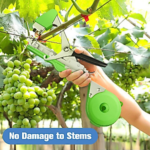 FUNTECK Plant Tying Machine for Grapes, Raspberries, Tomatoes and Vining Vegetables, Comes with Tapes, Staples and Two Replacement Blades,Green