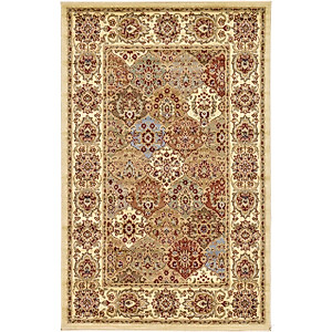 Unique Loom Voyage Collection Traditional Oriental Classic Intricate Medallion Design Area Rug, Rectangular 5' 3" x 8' 0", Ivory/Brown