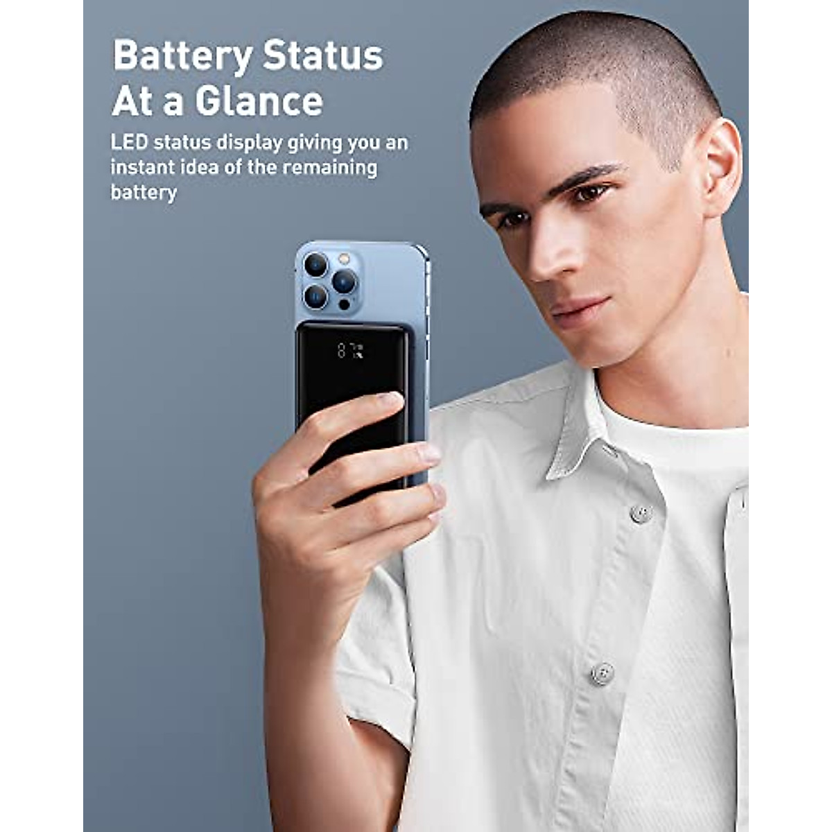 Baseus Magnetic Power Bank, 10,000mAh Foldable Kickstand Wireless Portable Charger, for Magsafe Battery Pack 20W USB-C for iPhone 14/14 Plus/14 Pro/14 Pro Max and iPhone 13/12 Series