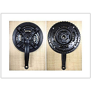 Lucky Josie MTB 170mm Crankset 42/34/24T Mountain Bike Chainset 170mm Crank Arm with Bicycle Bashguard Chainset for 21 24 27 Speed Bike