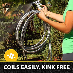 Bionic Steel 100 FT Garden Hose, 304 Stainless Steel Metal Water Hose 100Ft, Flexible Hose, Kink Free, Ultra Lightweight and Durable, Crush Resistant Fitting, Easy to Coil, 500 PSI - 2023 Model