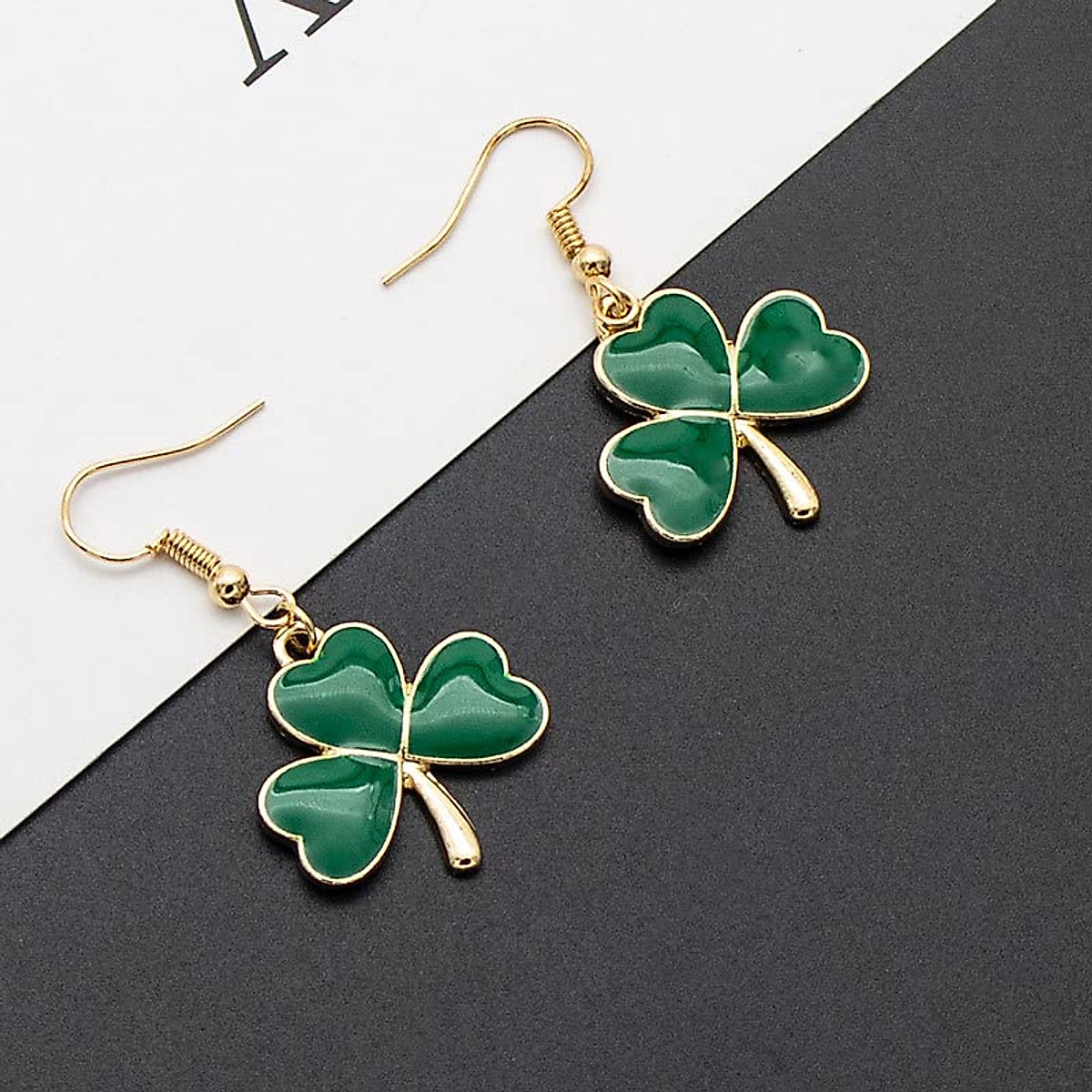 St. Patrick's Day Earrings for Women Shamrock Irish Earrings Hat Green Earrings for Irish Holiday (A)