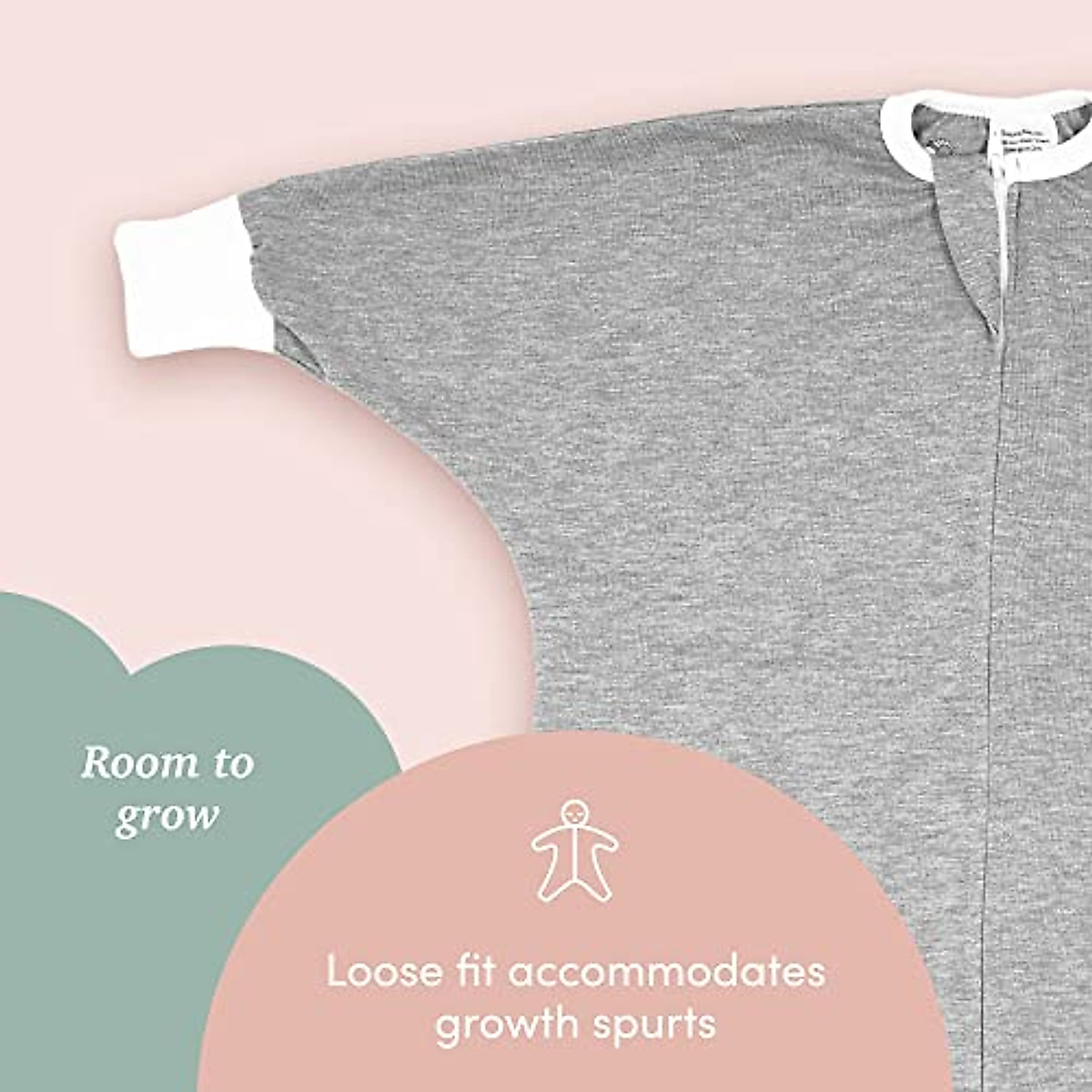 SleepingBaby - Flying Squirrel Wearable Cotton Blanket with No-Slip Cuffs for Toddlers - Comfortable Sleepwear - Heather Grey - 12-24 Months