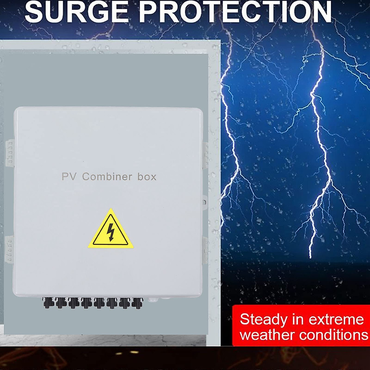 Focket 8 String PV Combiner Box, Waterproof Solar Combiner Box with 80A Circuit Breaker, 10A Rated Current , Arreste & Solar Connector for On/Off Grid Solar Panel System