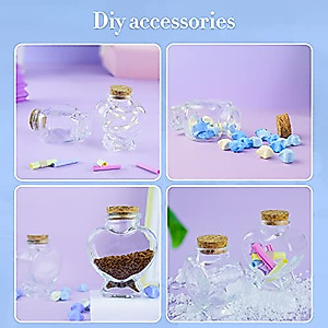 Clear Glass Bottle With Cork Stopper, 50ML Heart Shapes Bud Vases Jars, 3.15 X 2.5 X 1.6inch Mini Message Wish Bottle 1 Piece (Love Bottle)