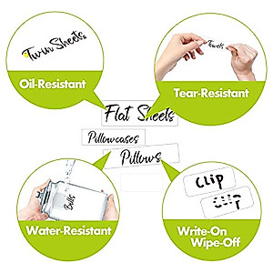 Hebayy 242 Cursive Laundry Room Organization Labels Printed Customizable Waterproof Tear-Resistant Stickers with Perforation Line for Bathroom Laundry Closet Farmhouse Containers Bins