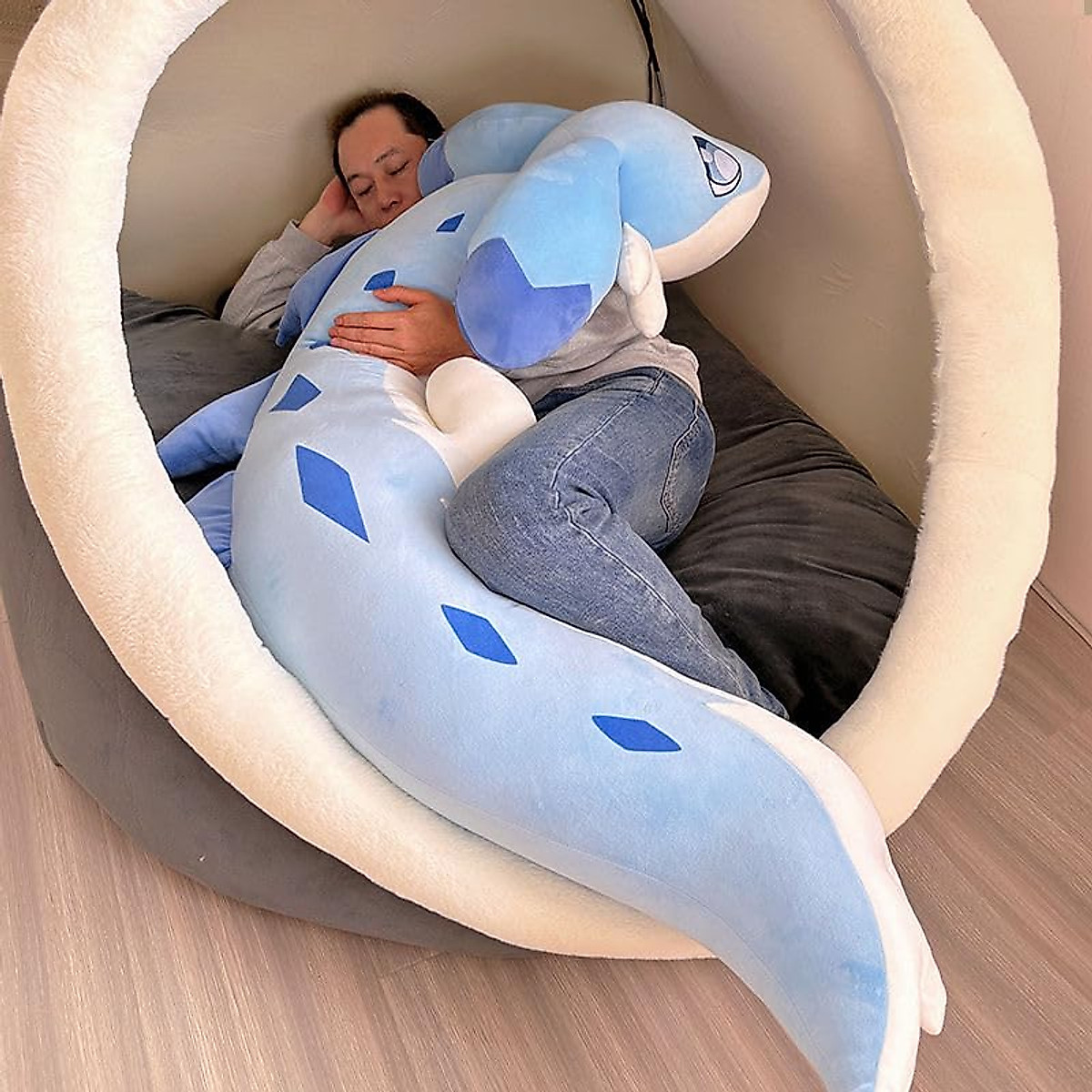 HuaHuoAye Chillet Plush Toy Doll Throw Pillow Giant Soft Cute Fluffy Suitable for Gifts (5 Feet Long), Large, Blue