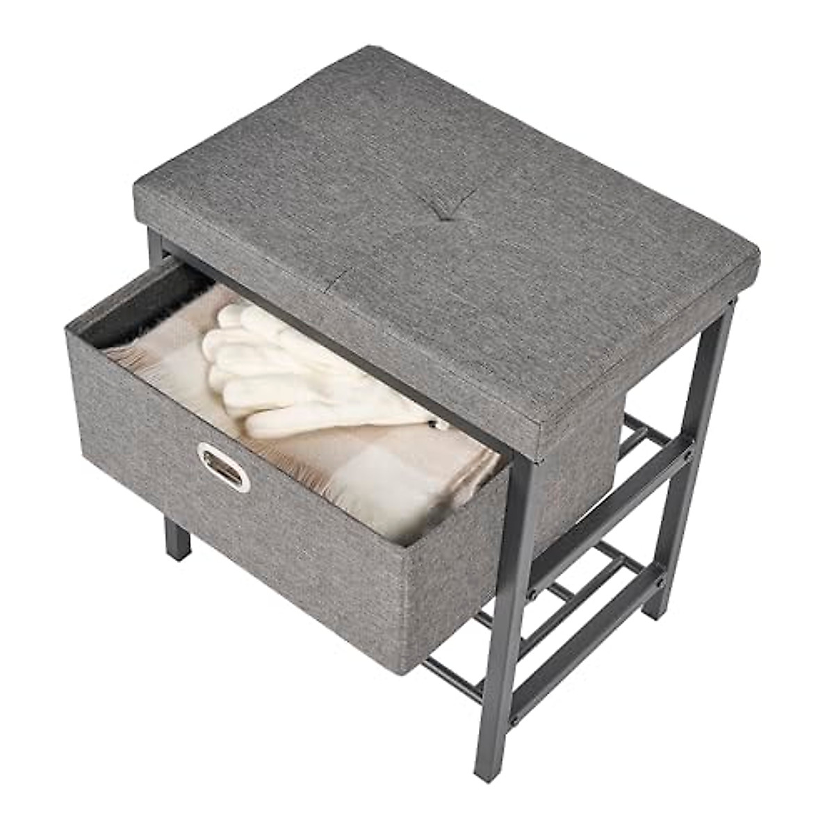 neatfreak Storage Bench Seat with Drawer - Single Seat Entryway Bench with Shoe Storage Rack - Home Decor Storage Stool Perfect for Mudroom, Foyer or Foot Rest - 13 x 18 x 19 inch