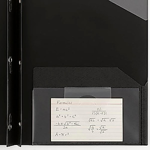 Five Star 2 Pocket Folder, Stay-Put Folder, Plastic Colored Folders with Pockets & Prong Fasteners for 3-Ring Binders, Great for Home School Supplies & Home Office, 11” x 8-1/2, Black (72113)