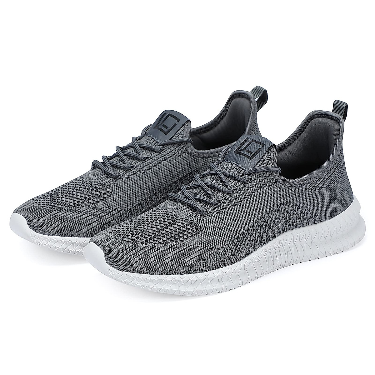 LCGJR Men's Running Shoes Ultra Lightweight Breathable Comfortable Walking Shoes Casual Fashion Sneakers Mesh Workout Shoes Grey Size10.5