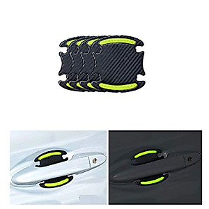 TRUE LINE Automotive Carbon Fiber Inner Door Handle Scratch Protector Reflective Warning Marker Trim Molding 4PC (Red)