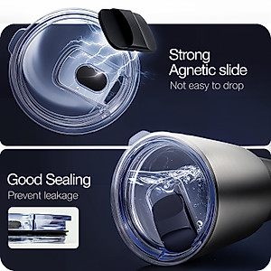 30 oz Tumbler Lid, Replacement Lids Compatible With YETI 30 oz Tumbler, 35 oz Straw Mug and 14 oz Mug, Spill Proof Lids for Yeti Tumbler 2 Pack Yeti Lid with Magnetic Slider Switch, BPA Free