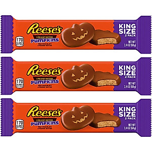 Reese’sHalloween Peanut Butter Pumpkin Cups King Size Pack of 3 - Delicious Treats ReesesHalloween Candy KingSize Bars for Spooktacular Festivities - Great for Kids and Adults 2.8 Oz, 170 Calories