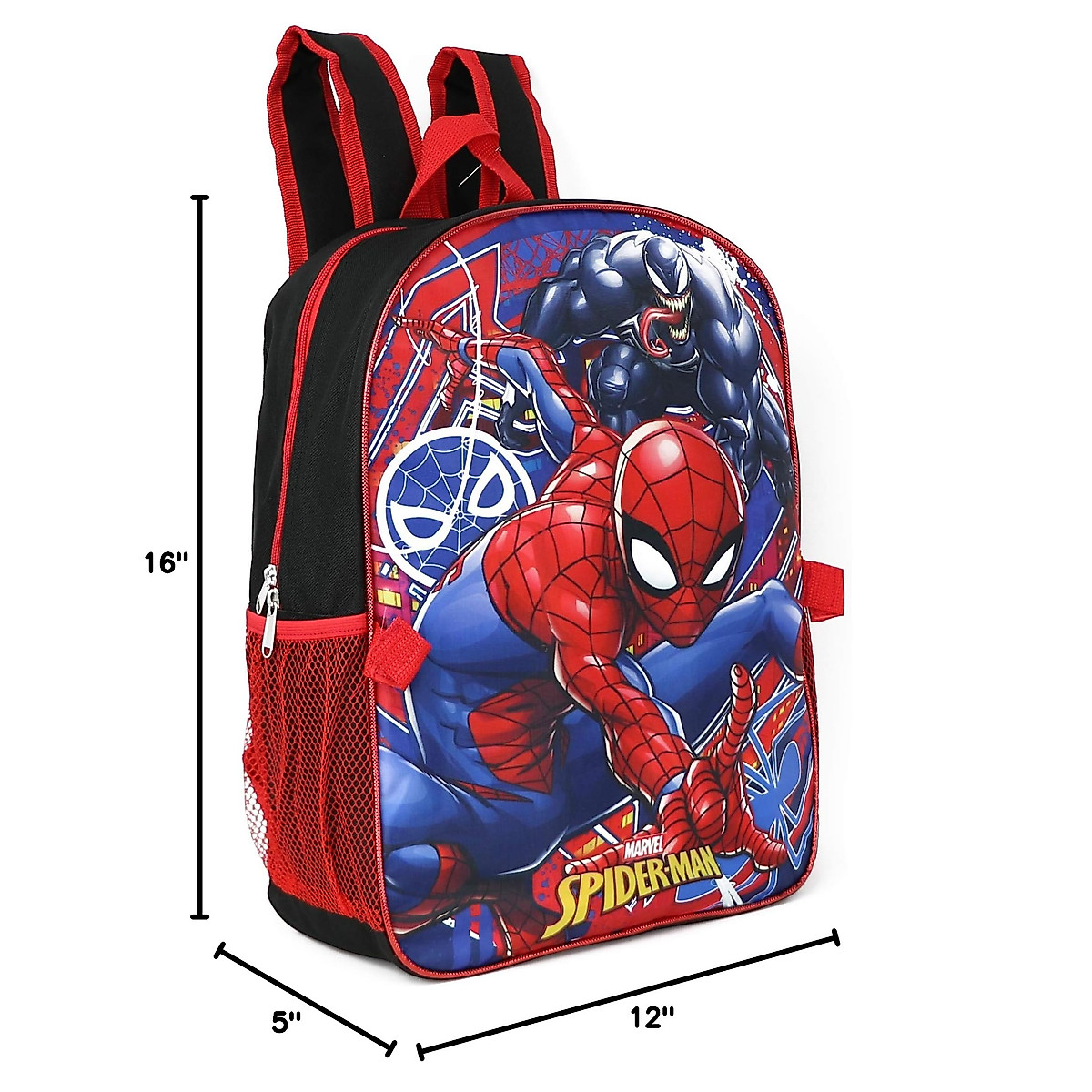 Ruz Spiderman Boys 16 Inch Backpack (Red-Blue)