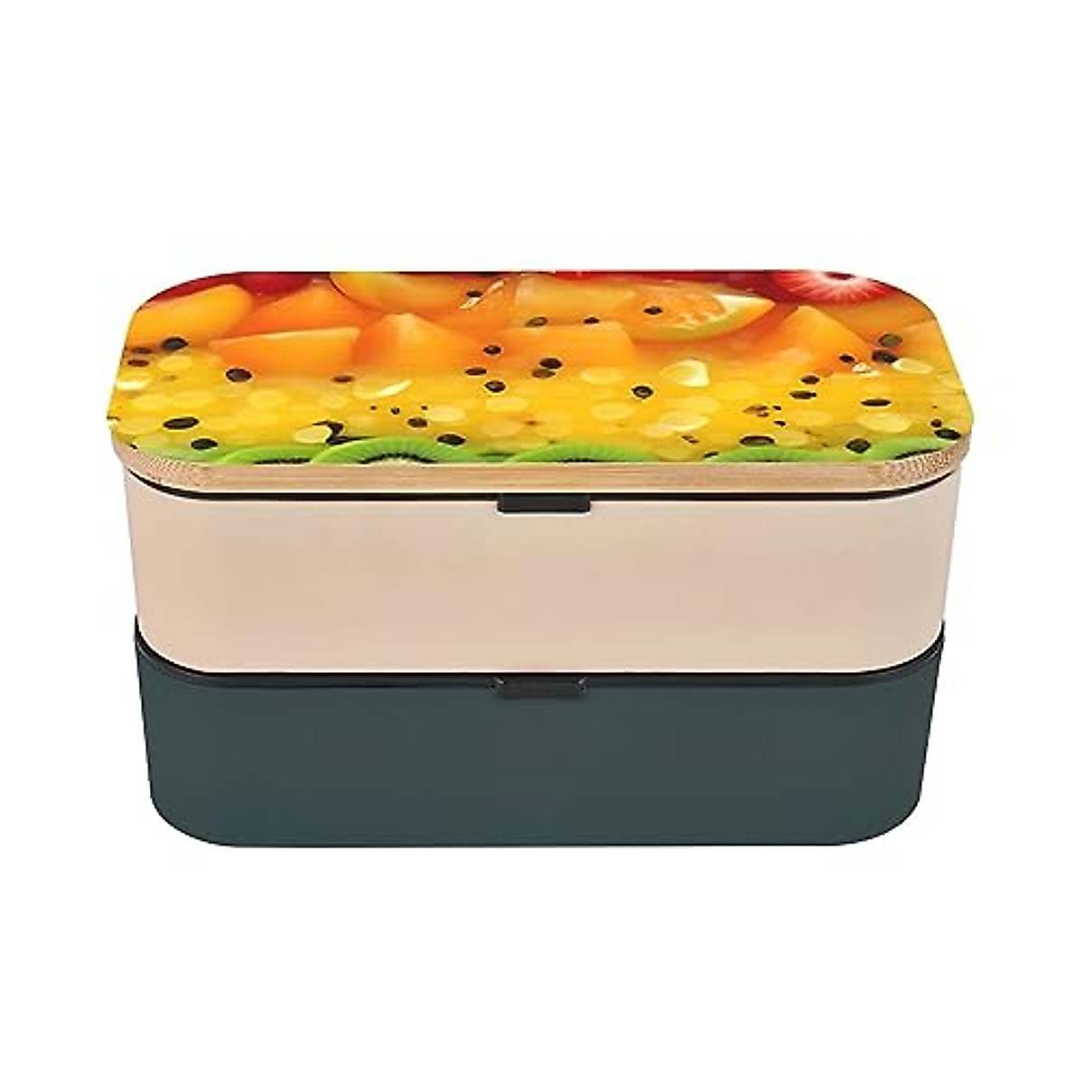 Fresh Fruit Adult Lunch Box, Bento Box, With Cutlery Set Of 3, 2 Compartments, Rectangular, Lunch Box For Adults