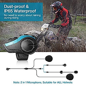 Motorcycle Bluetooth Helmet Headset 10 Riders Group Motorbike Intercom with Music Sharing FM Hand-free Call Bluetooth 5.0 Helmet Communication System for Ski/ATV/Dirt Motorbike/Off Road Work with Siri