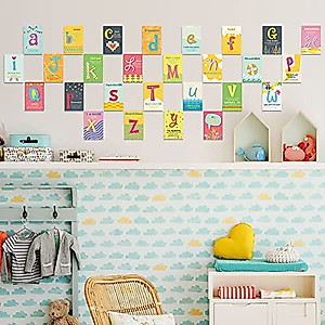 LHIUEM Abc's of God Scripture Wall Collage Kit, Bible Verse Wall Art,Set of 27 (4 X 6 Inch) Alphabet Scripture Cards,Inspirational Poster, Christian Kids Wall Kit for Classroom Playroom Wall Decor