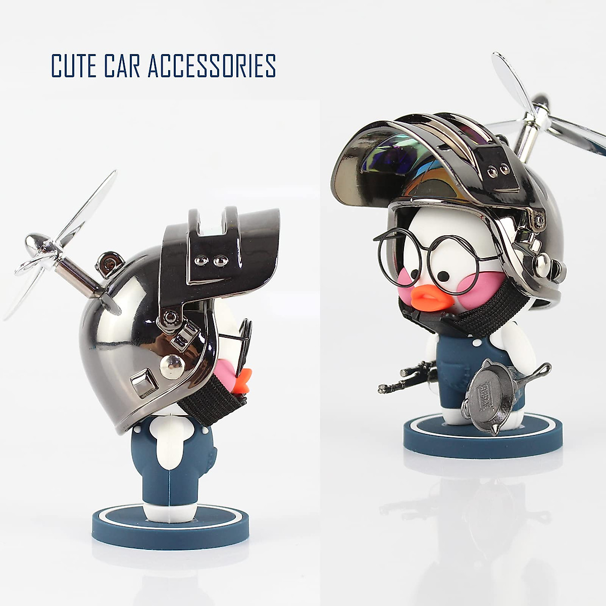 Collyon Car Dashboard Ornament Cute Rubber Duck，Office Car Cab Ornaments,Cool Spectacled Duck