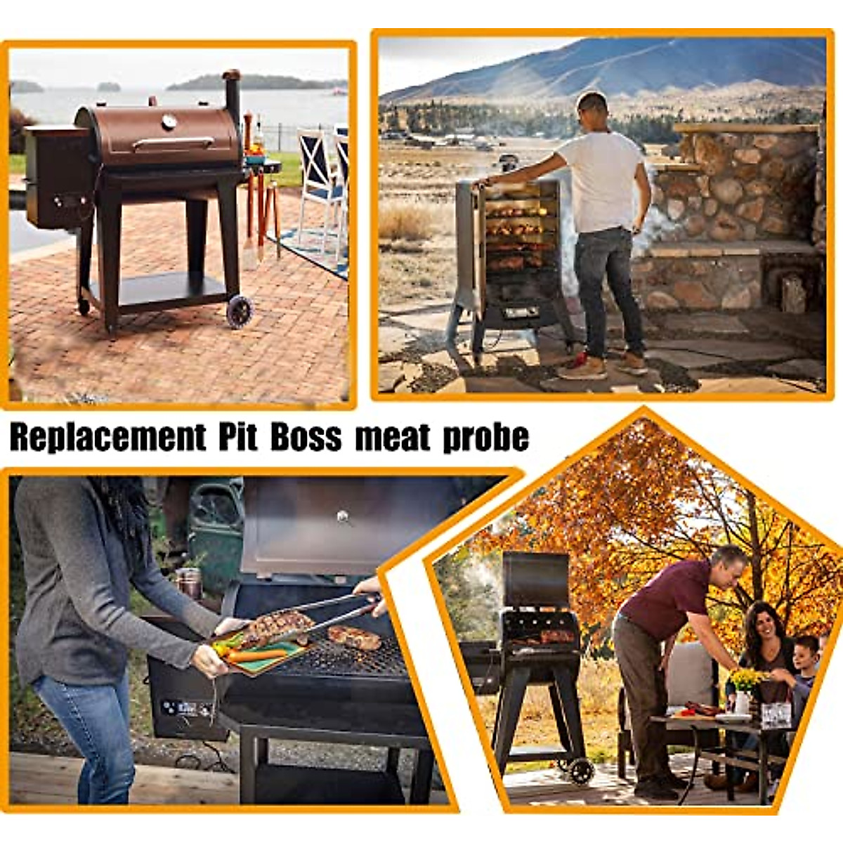 Replacement Meat Probe for Pit Boss Pellet Grill, Compatible with Pit Boss Series Pellet Grill and Smoker, 3.5 mm Plug, 2 Waterproof Temperature Probes…