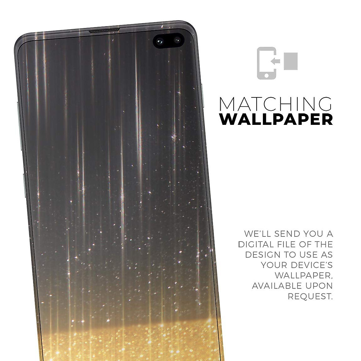 DesignSkinz Scratched Surface with Glowing Gold Sparkle Protective Vinyl Decal Wrap Skin Cover Compatible with The Samsung Galaxy S20 (Screen Trim & Back Glass Skin)
