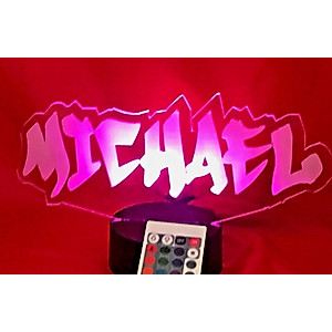 Name Light Up Lamp Any Name Shape Lamp LED Personalized Create Your Own Name In Graffiti Table Lamp LED, Our Newest Feature - It's WOW, With Remote 16 Color Options, Dimmer, Free Engraving, Great Gift