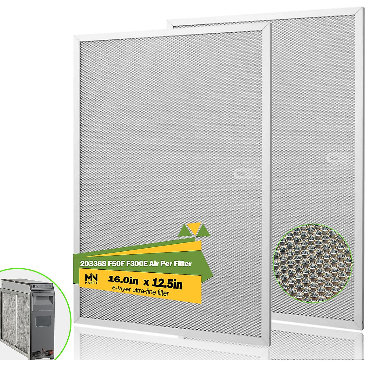 MNPARTS 203368 F50F F300E Air Filter Replacement for Honey in Well Cleaner 16'' x 12.5'' Air Pre Filter Replaces F300E1019 F300A1625 F50F1073(2 Packs）