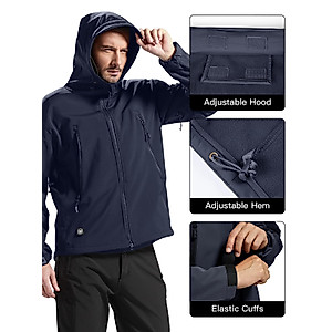 FREE SOLDIER Men's Outdoor Waterproof Soft Shell Hooded Military Tactical Jacket (Dark Navy XX-Large/US)