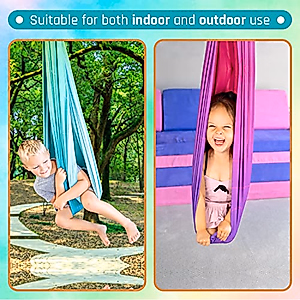 Sensory Swing for Kids Indoor (Hardware Included) | Double-Layered Reversible Ceiling Swing up to 200 lbs. | Indoor Sensory Swing | Therapy Swing | Cuddle Swing Toddler Hammock | 360° Swivel Hardware