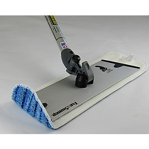 FlexSweep Patented Easy-Clean Microfiber Flat Mop System with Unbreakable Handle, Easy Snap-On 9 Inch and 18 Inch Frames, Microfiber Wet Scrub Pads, and Dry Dust Pads