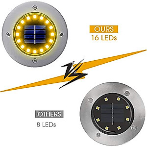 NFESOLAR Solar Lights Outdoor with 16 LEDs, Bright Solar Ground Lights Outdoor Waterproof Solar Disk Lights for Pathway Garden Yard Lawn Walkway Driveway (Warm White 4pack)