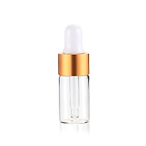 50 Pack,3ml Clear Glass Dropper Vial for Essential Oils,Empty Mini Glass Eye Dropper Bottle With Golden Aluminum Lid,Pure Glass Pipette Travel Sample Test Liquid Container-Pipette&Funnel Included