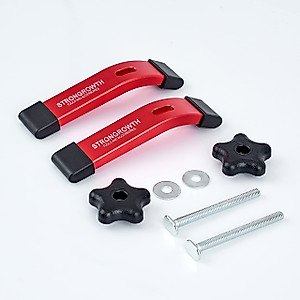 STRONGROWTH T track Hold Down Clamps - Double Cut Profile Universal T-Track Clamps, 6-3/8"L x 1-1/4"W - Woodworking and Clamps - Fine Sandblast Anodized - Red Color-2PK