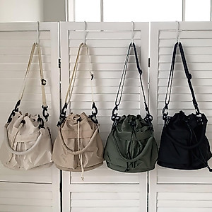 BAKLUCK Nylon Bucket Bags for Women - Spill-proof, Multi-pocket, Large Capacity, Casual, Work, Travel, Green - Tote, Women's Shoulder Bags