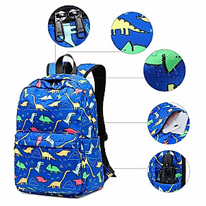 CAMTOP Preschool Backpack for Kids Boys Toddler Backpack Kindergarten School Bookbags (Cute Dinosaur-Dark Blue)