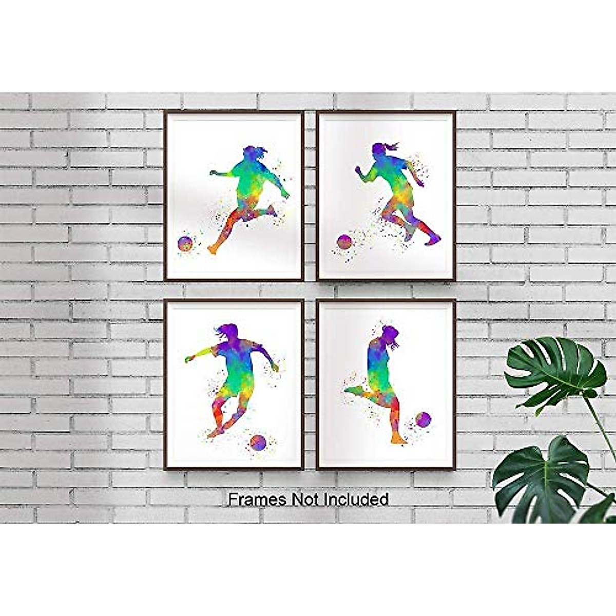 Female Soccer Player Sport Abstract Wall Art Print 8x10, Set of 4, Teen Girl Bedroom, Club Locker Room, Dorm Room Decor, Ideal for Football, Coach and Fan