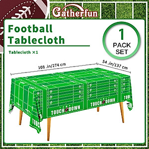 Gatherfun Football Theme Party Disposable Tablecloth Plastic Touchdown Table Cover for Birthday Party Football Tailgate Decoration 1 Pack 54 X 108Inch