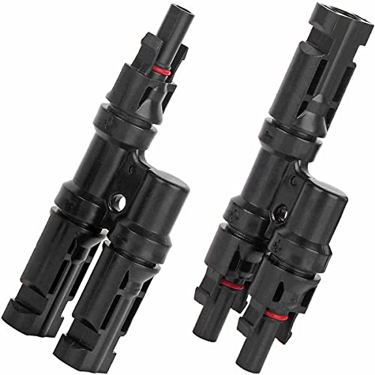 BAITHNA 4 Pcs 2 Way Branch Solar Panel Connector, Male/Female DIY Mount Tool Solar Parallel Connector, 2 to 1 Solar Cable Connectors Between Solar Panels