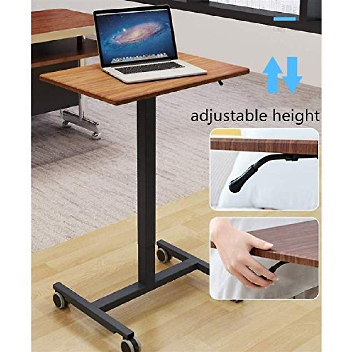 MObyat Lectern Podium Stand,Podium Laptop Computer Mobile Desk Cart Height-Adjustable Portable Presentation Podium Church Lecture Stand Brown Presentation Lectern
