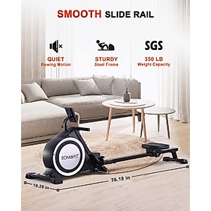 ECHANFIT Magnetic Rowing Machine for Home use，Foldable Rower Whit 350 LB Weight Capacity 16 Levels，Rower Machine Whit Adjustable Resistance LCD Monitor and Tablet Holder