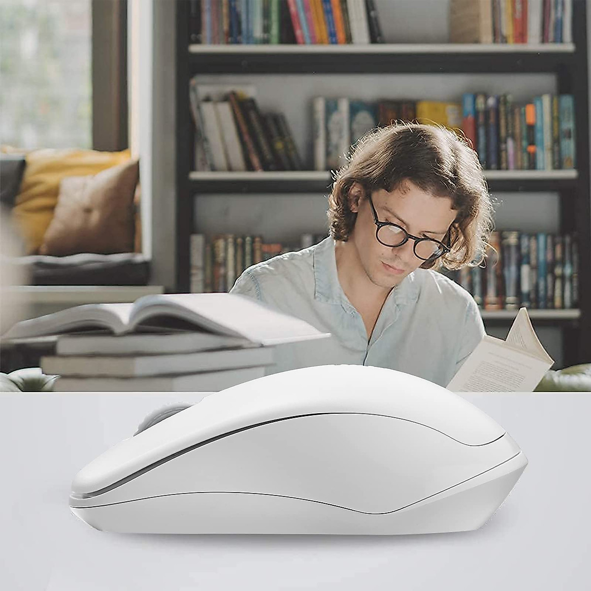 Rapoo 1680 Silent Wireless Mouse, 2.4GHz Cordless Mouse with USB Receiver, 1K DPI, 3 Buttons Computer Mouse with 12M Battery Life, Ambidextrous Computer Mice for PC/Tablet/Laptop, White