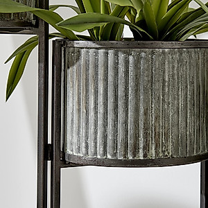 FirsTime & Co. Silver Jasper Outdoor Planter 3-Piece Set Indoor or Outdoor Raised Flower Pot for Garden, Patio, Balcony, Metal, 28 x 9.5 x 31 inches (70446)