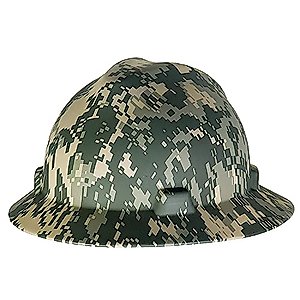 MSA 10104254 Freedom Series V-Gard Full-Brim Hard Hat With Fas-Trac III Ratchet Suspension, Polyethylene Shell, Self Adjusting Crown Straps - Standard Size in American Camouflage