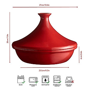 Casserole Dishes with Lids Large Lead Free Cooking Tagine, Ceramic Pots with Lid for Different Cooking Styles High Temperature Resistance Compatible with All Cooktops Cas